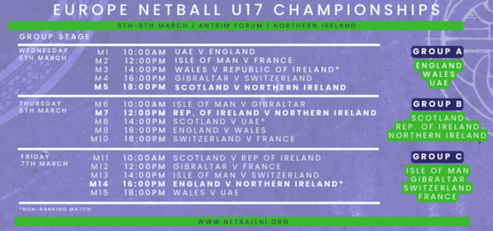 Netball NI Hosts U17 Europeans at Antrim Forum – Tickets on sale NOW ...