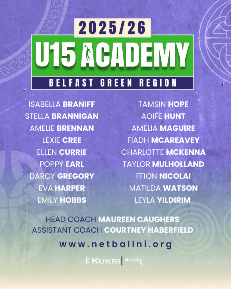 U15 Academy Athletes Announced 2025/26 – Netball Northern Ireland
